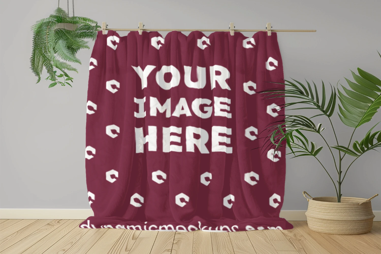 Maroon Blanket Mockup Template #4229 + PSD | Use It Now