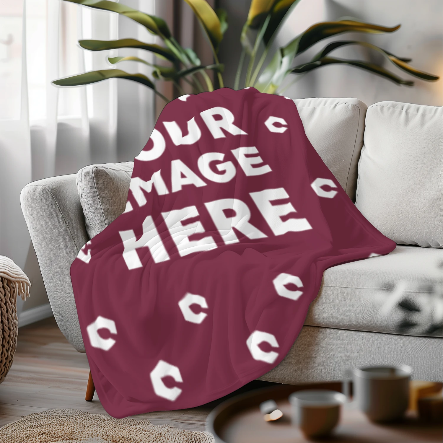 Maroon Blanket Mockup Template