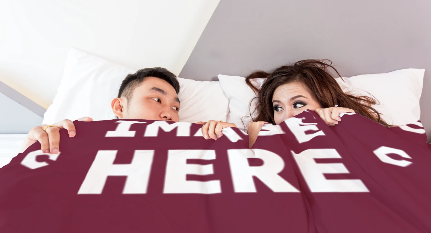 Maroon Blanket Mockup Template #4245 + PSD | Use It Now
