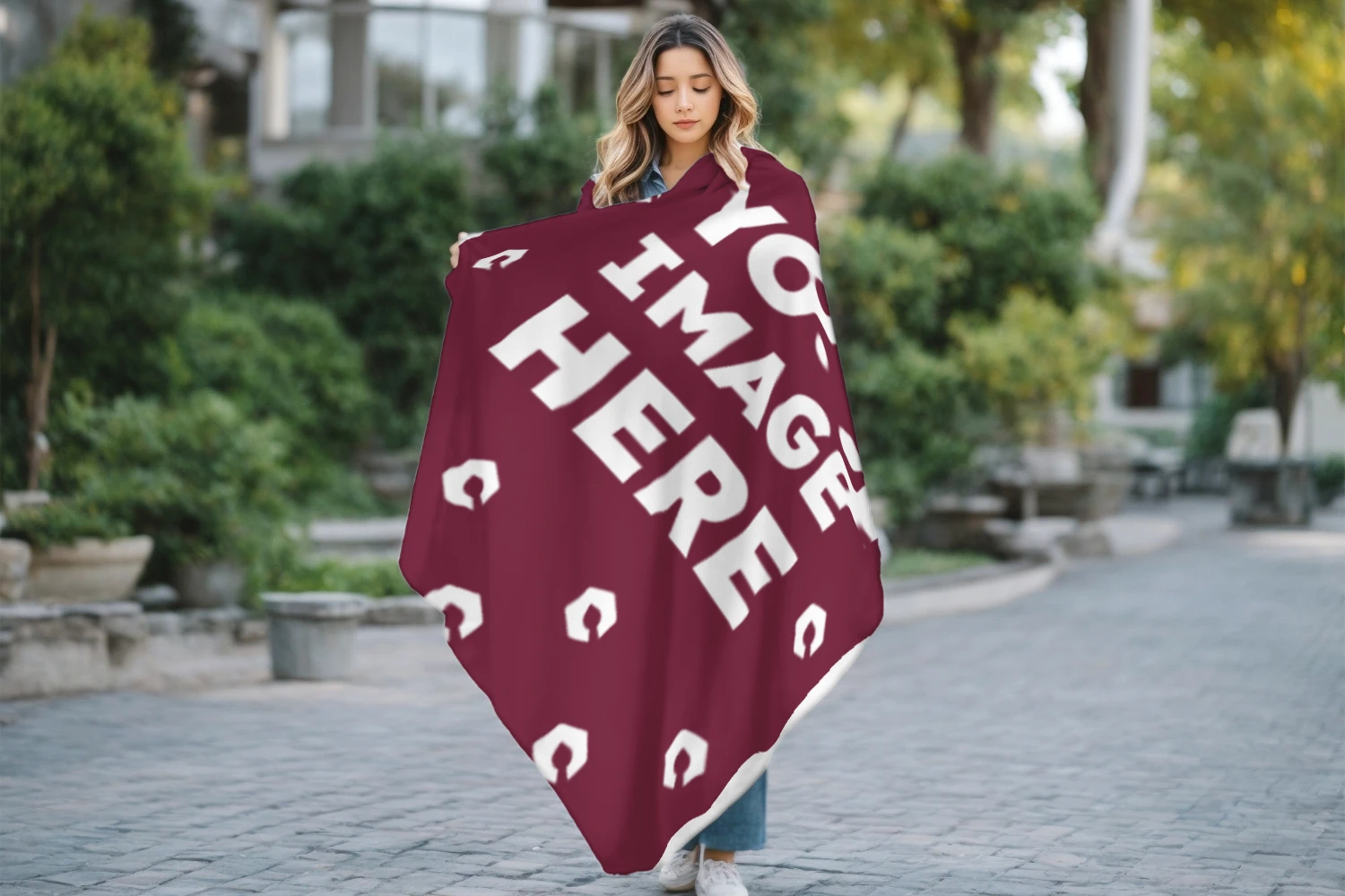 Maroon Blanket Mockup Template