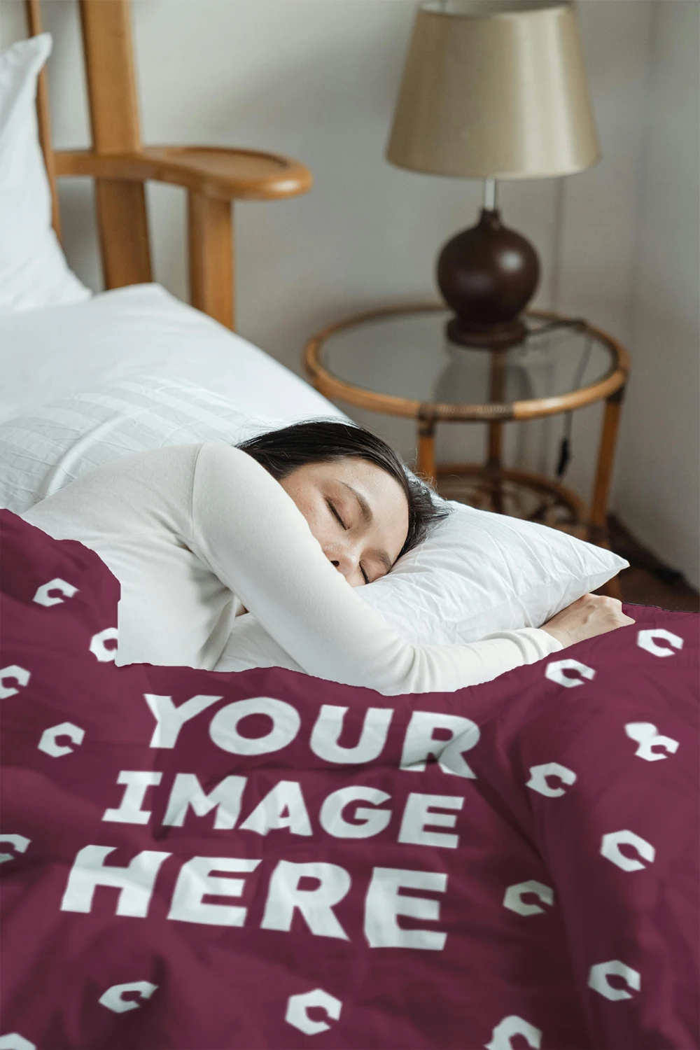 Maroon Blanket Mockup Template