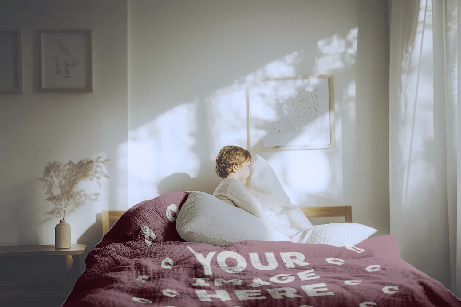 Maroon Blanket Mockup Template