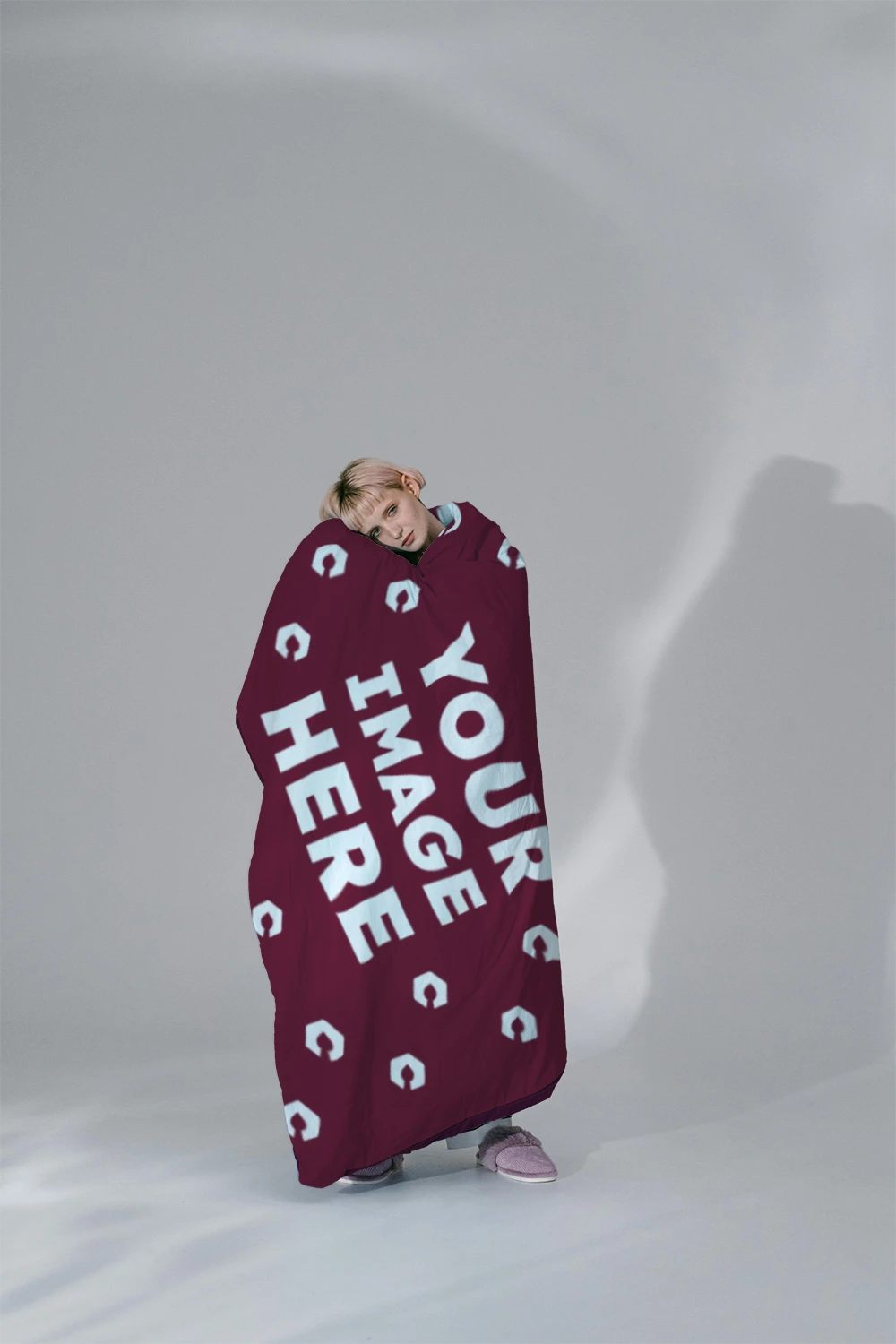 Maroon Blanket Mockup Template #4257 + PSD | Use It Now