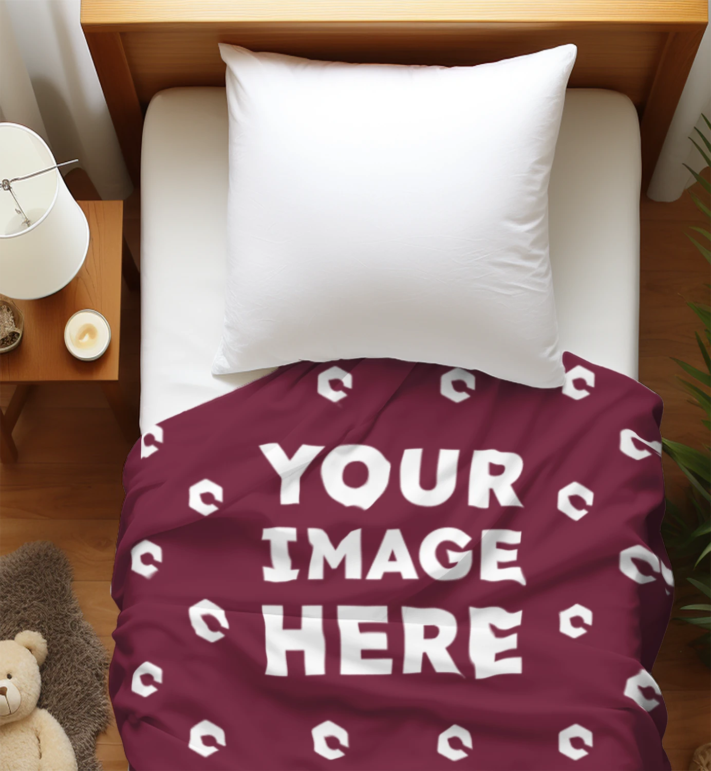 Maroon Blanket Mockup Template
