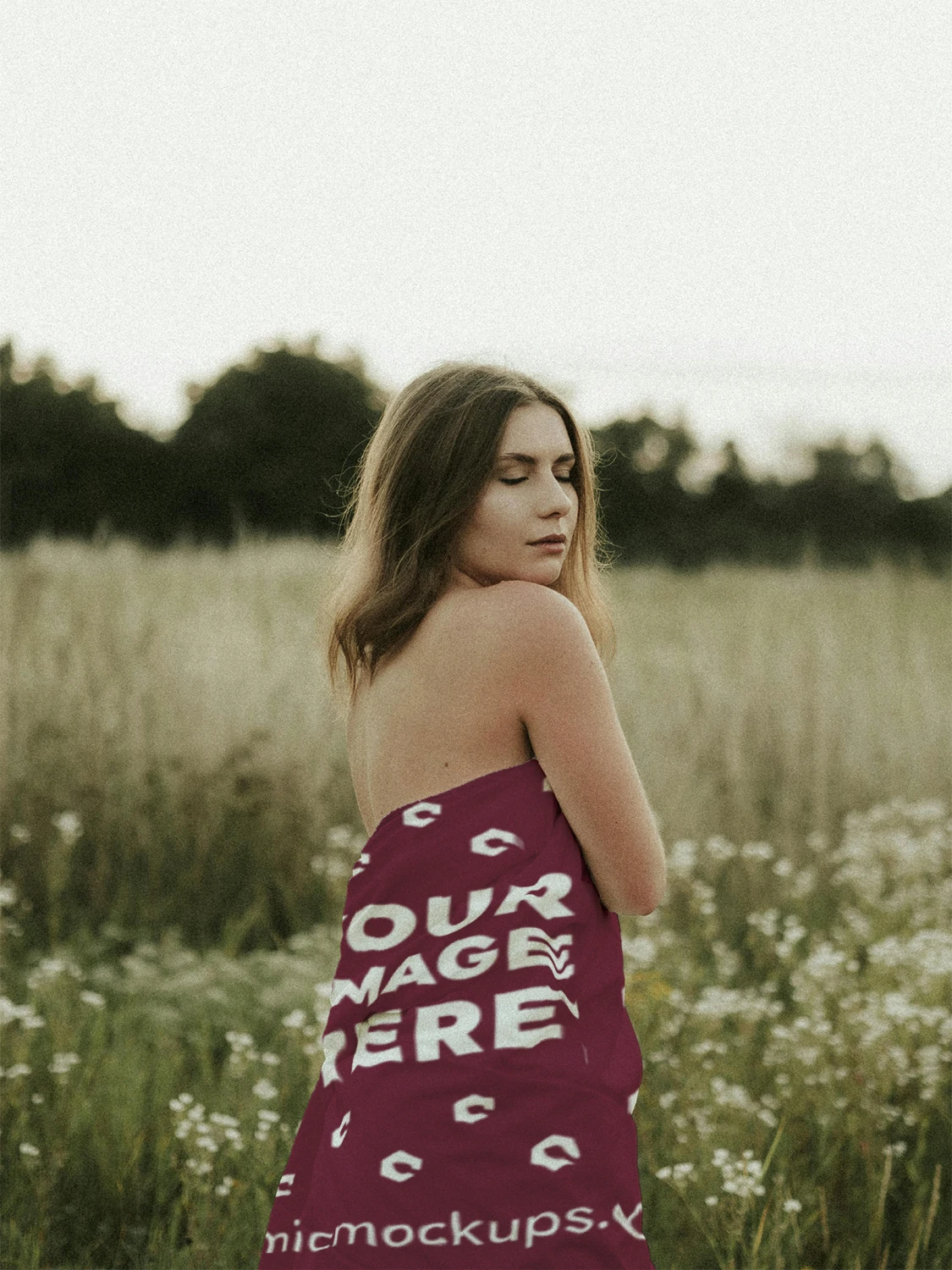 Maroon Blanket Mockup Template #4261 + PSD | Use It Now