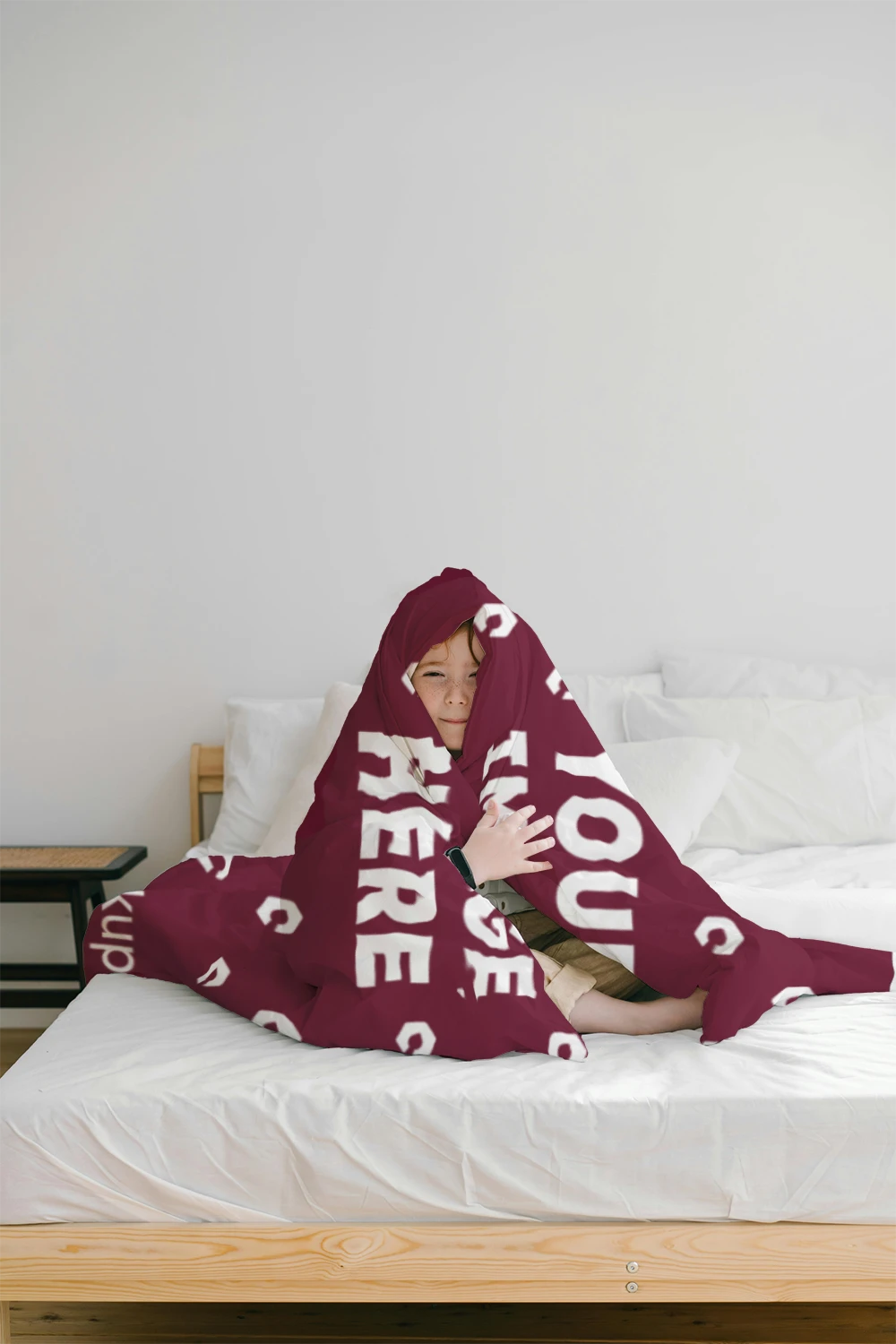 Maroon Blanket Mockup Template