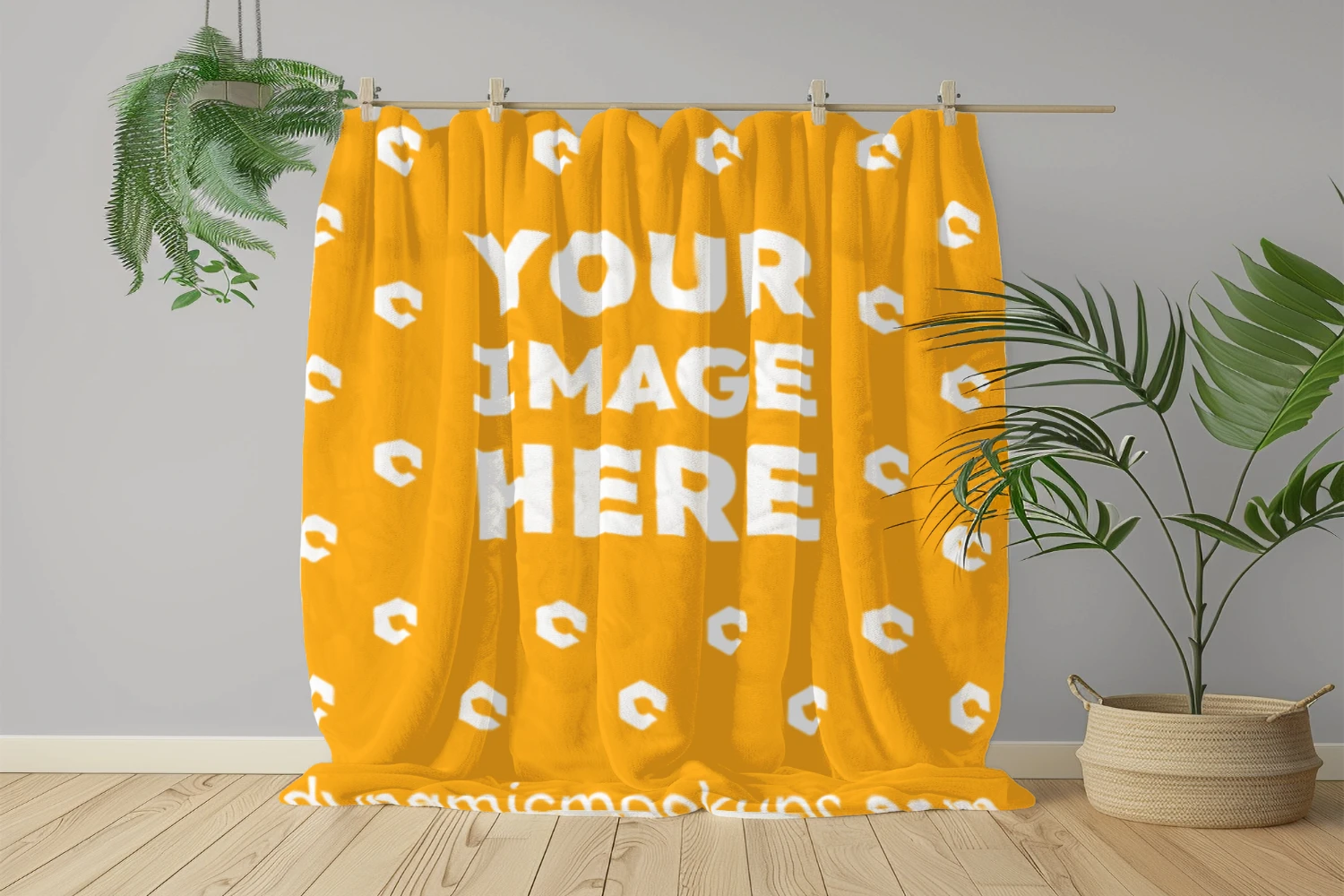 Orange Blanket Mockup Template #4229 + PSD | Use It Now