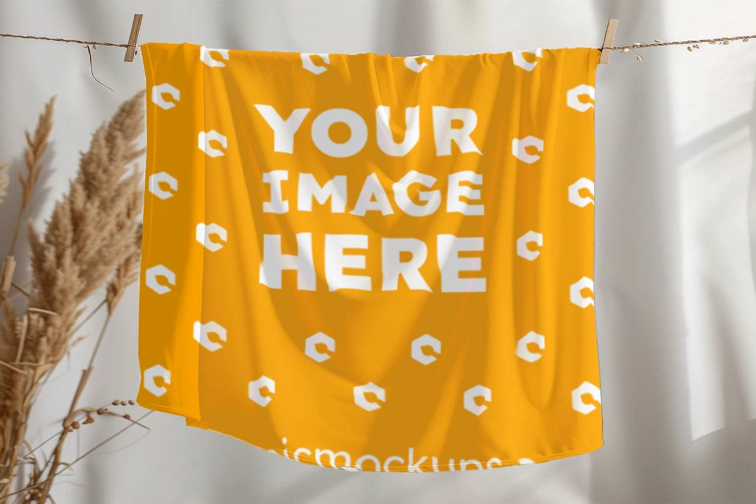 Orange Blanket Mockup Template #4233 + PSD | Use It Now