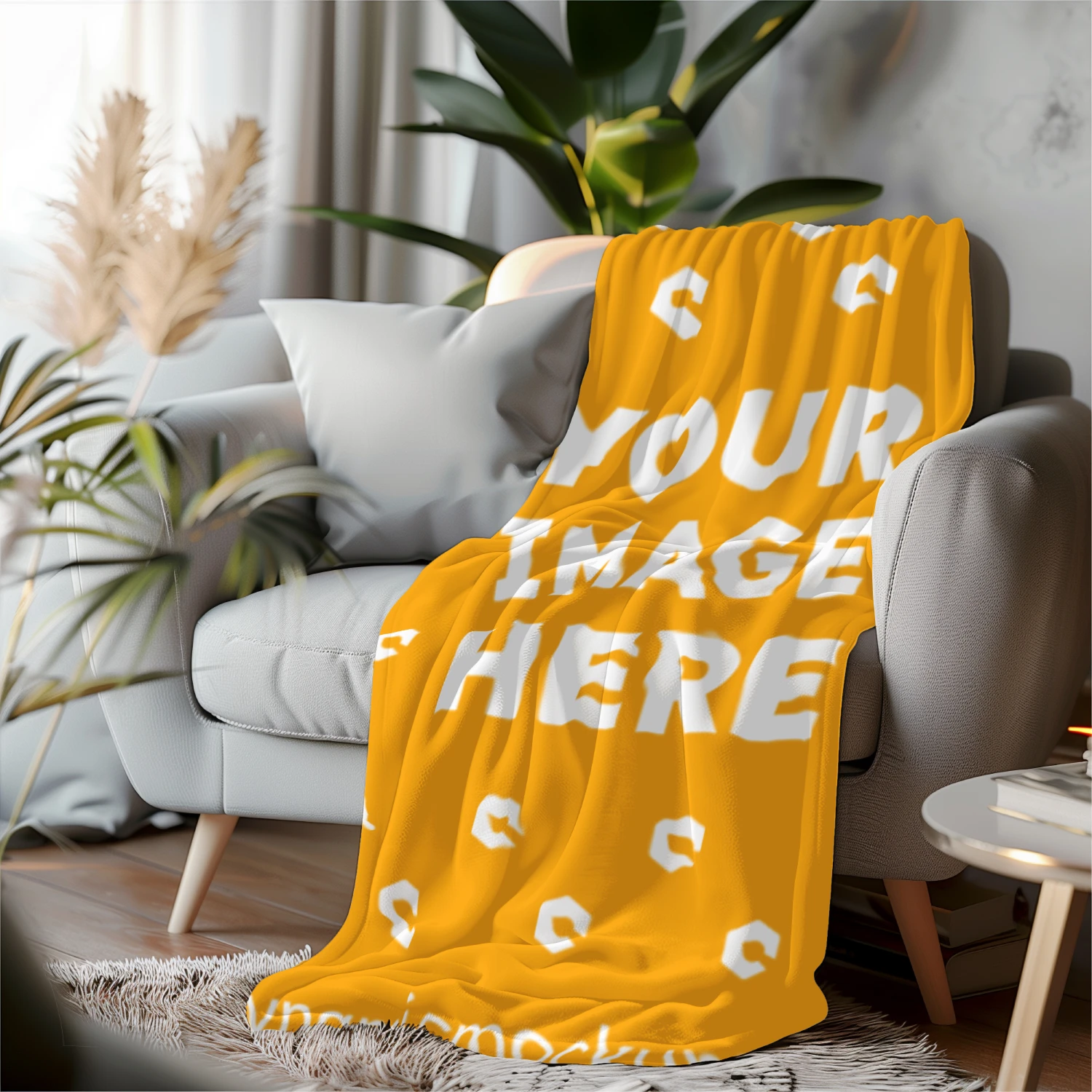 Orange Blanket Mockup Template #4236 + PSD | Use It Now