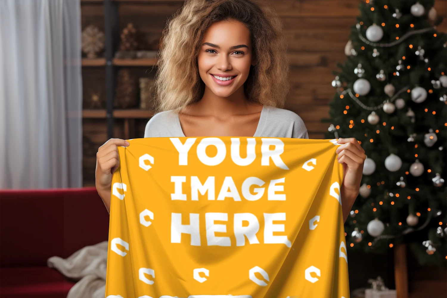Orange Blanket Mockup Template #4241 + PSD | Use It Now