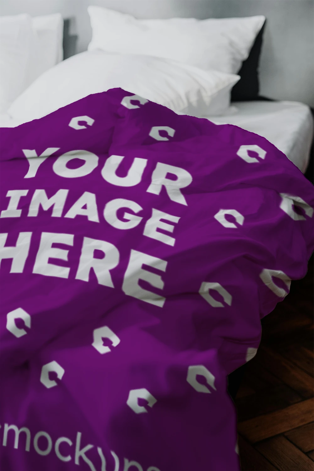 Purple Blanket Mockup Template #4218 + PSD | Use It Now