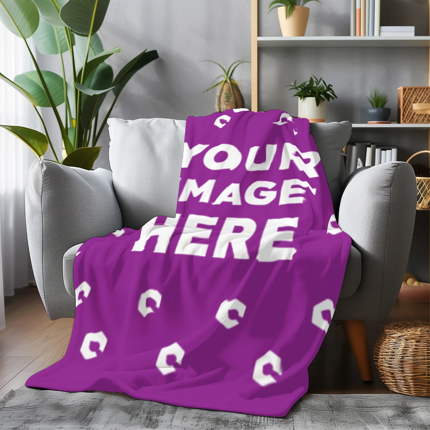 Purple Blanket Mockup Template #4231 + PSD | Use It Now