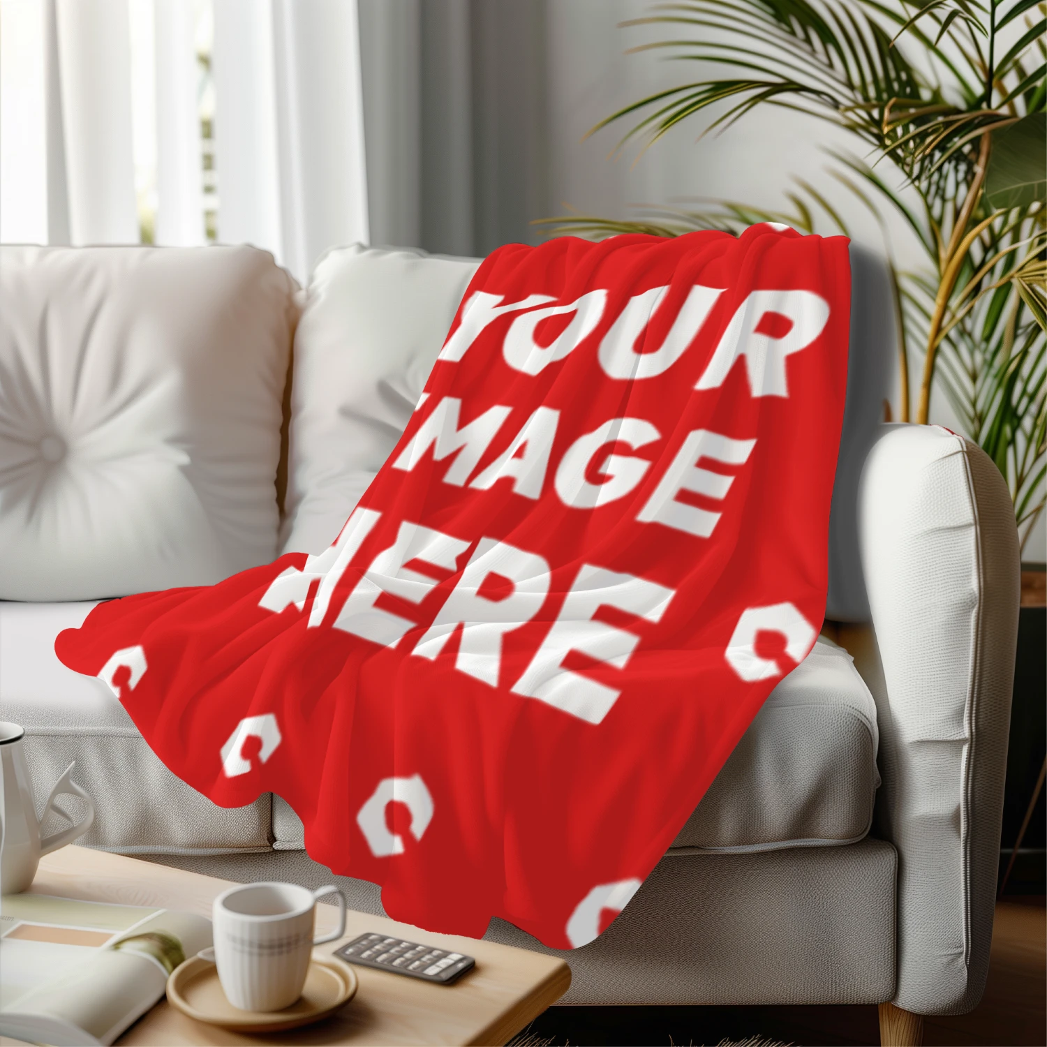 Red Blanket Mockup Template #4225 + PSD | Use It Now
