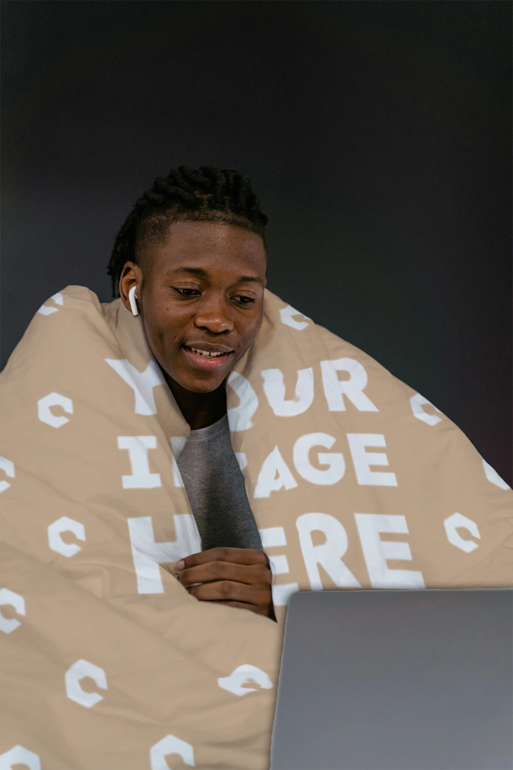 Tan Blanket Mockup Template #4214 + PSD | Use It Now
