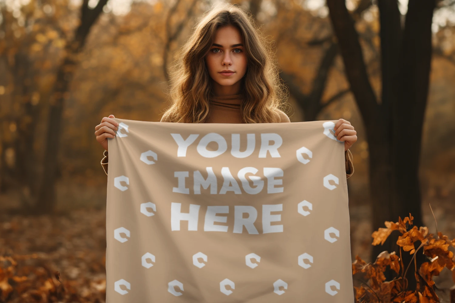 Tan Blanket Mockup Template #4216 + PSD | Use It Now