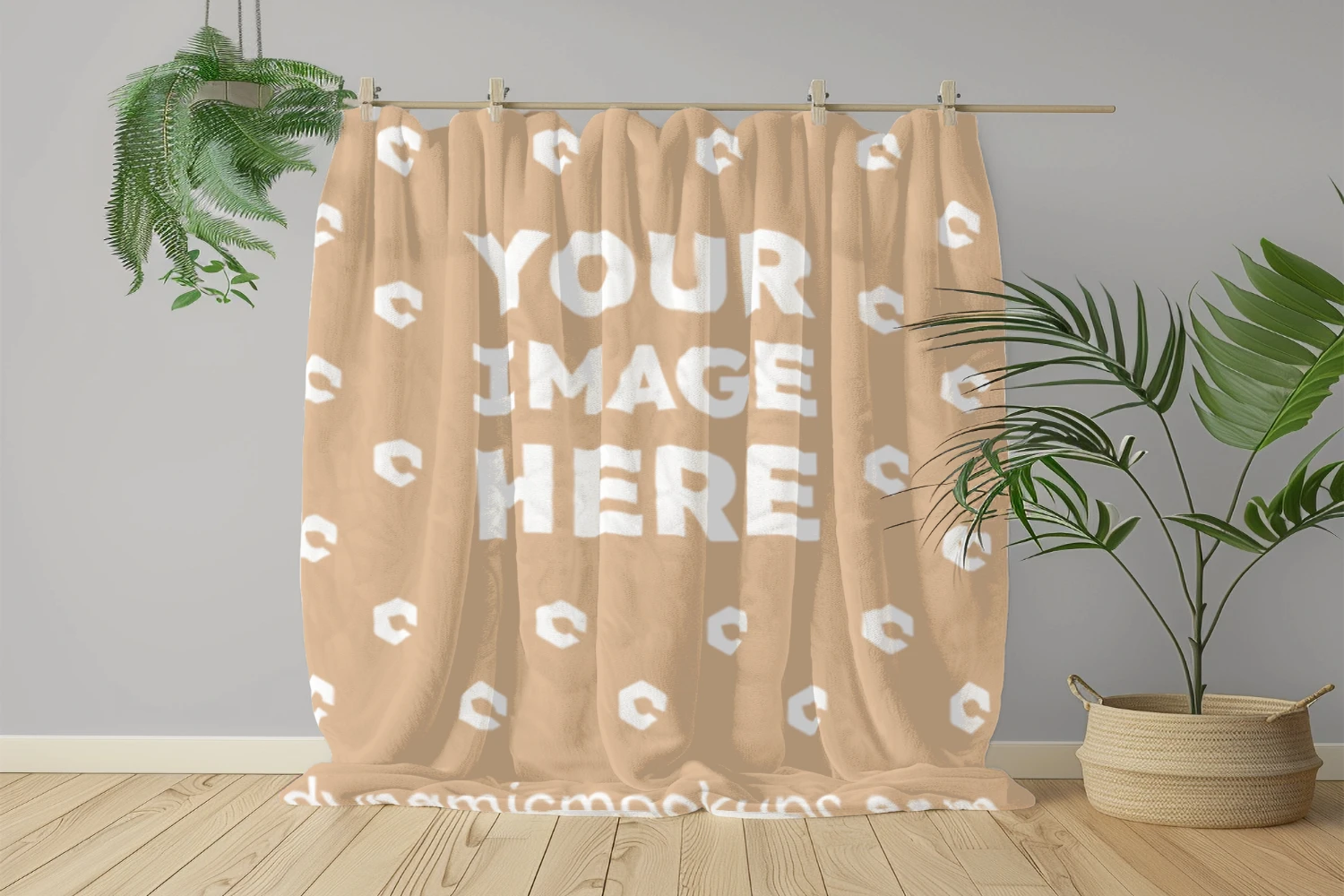 Tan Blanket Mockup Template #4229 + PSD | Use It Now
