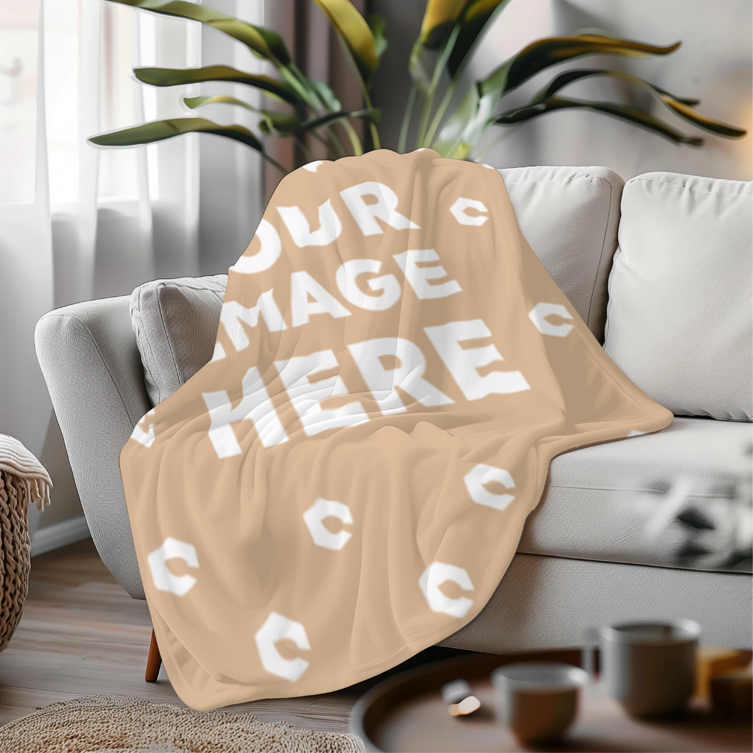 Tan Blanket Mockup Template