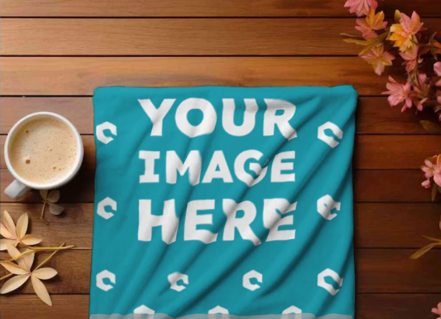 Teal Blanket Mockup Template #4222 + PSD | Use It Now