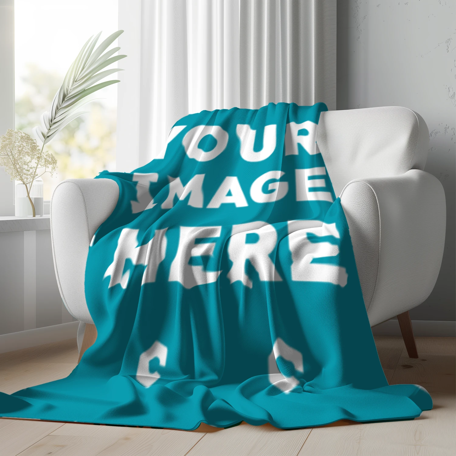 Teal Blanket Mockup Template #4227 + PSD | Use It Now