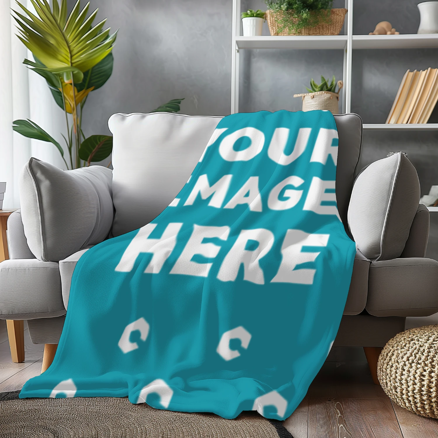 Teal Blanket Mockup Template #4232 + PSD | Use It Now