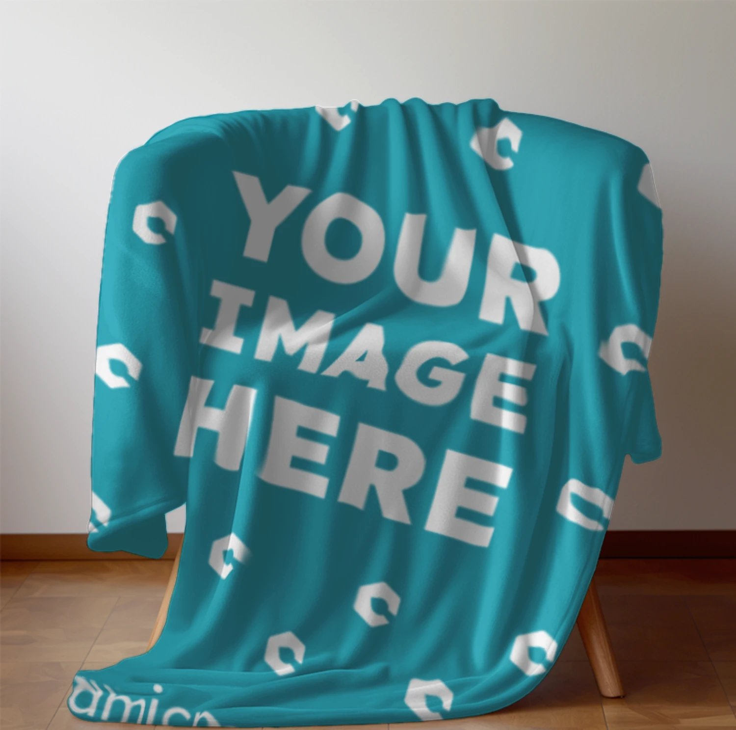 Teal Blanket Mockup Template #4237 + PSD | Use It Now