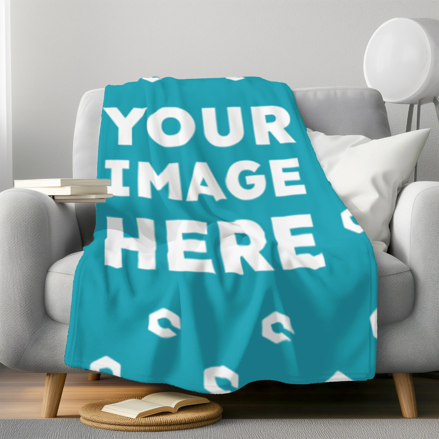 Teal Blanket Mockup Template #4238 + PSD | Use It Now