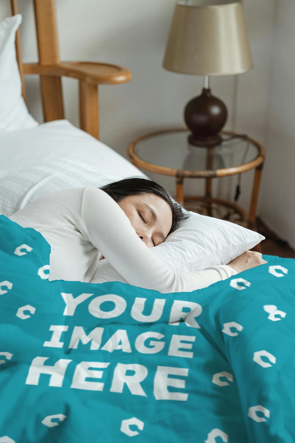 Teal Blanket Mockup Template #4252 + PSD | Use It Now