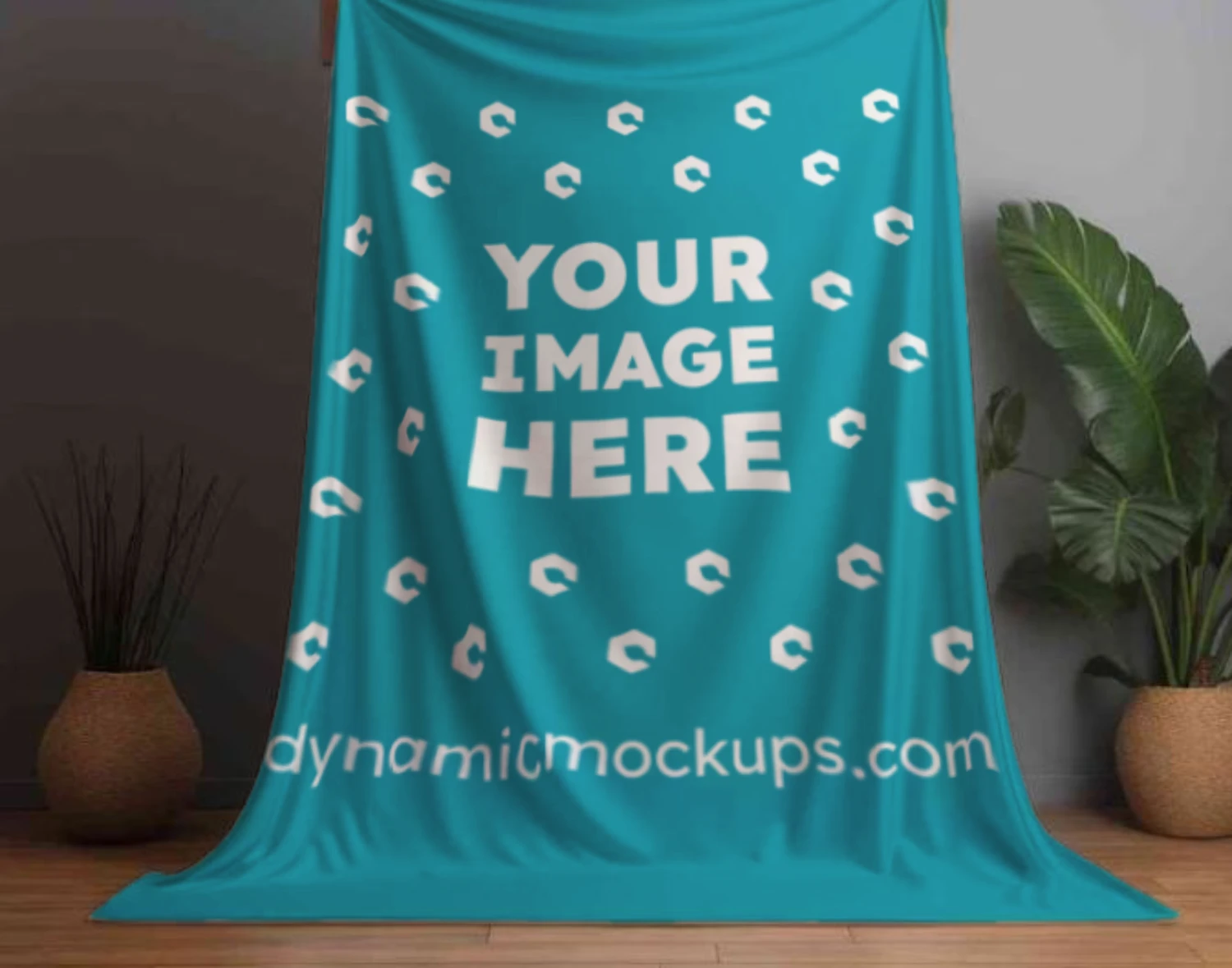 Teal Blanket Mockup Template #4253 + PSD | Use It Now