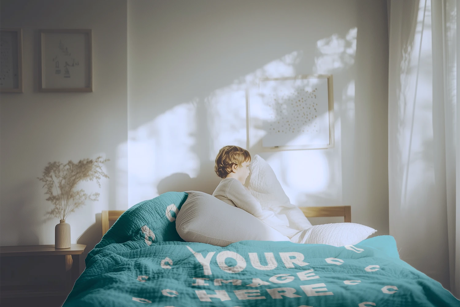Teal Blanket Mockup Template #4255 + PSD | Use It Now