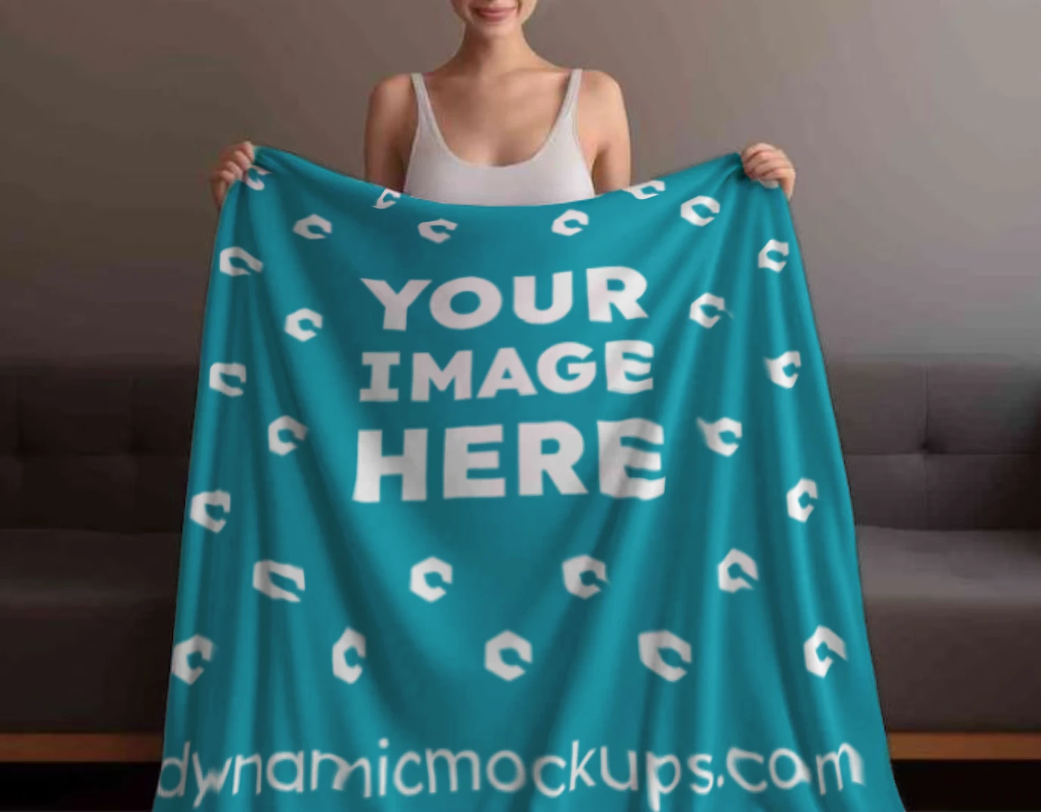 Teal Blanket Mockup Template #4259 + PSD | Use It Now