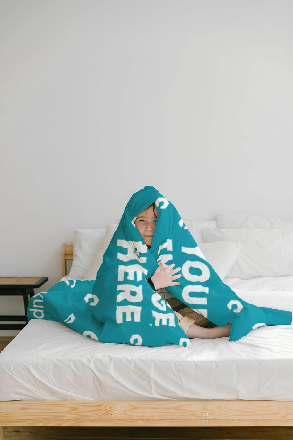 Teal Blanket Mockup Template #4264 + PSD | Use It Now