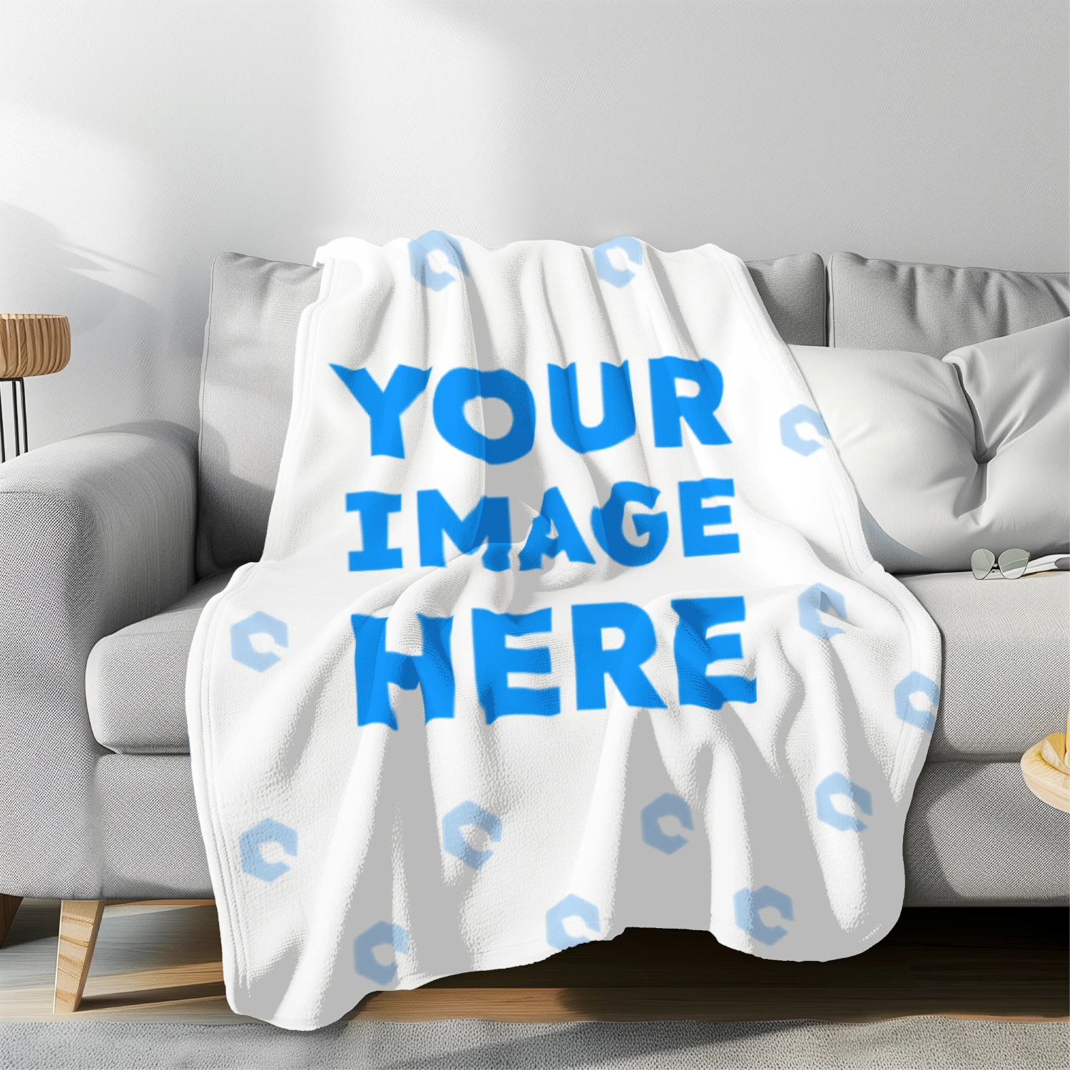 White Blanket Mockup Template #4221 + PSD | Use It Now