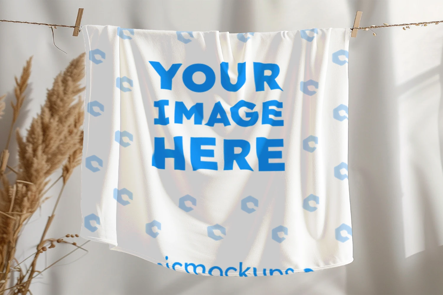 White Blanket Mockup Template #4233 + PSD | Use It Now