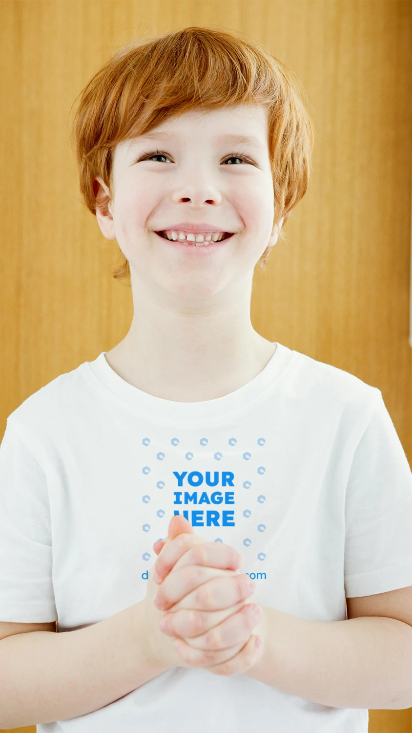 Boy Wearing White T-shirt Mockup Front View Template #4942 + PSD | Use ...