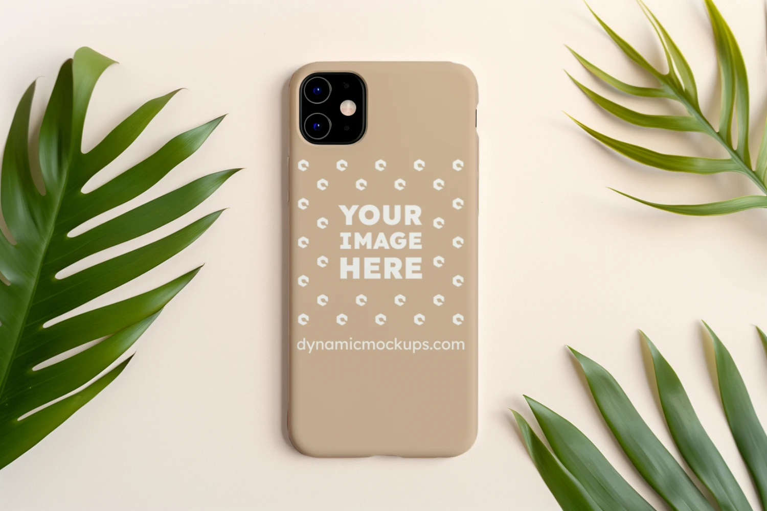 iPhone Beige Phone Case Mockup Template #3965 + PSD | Use It Now