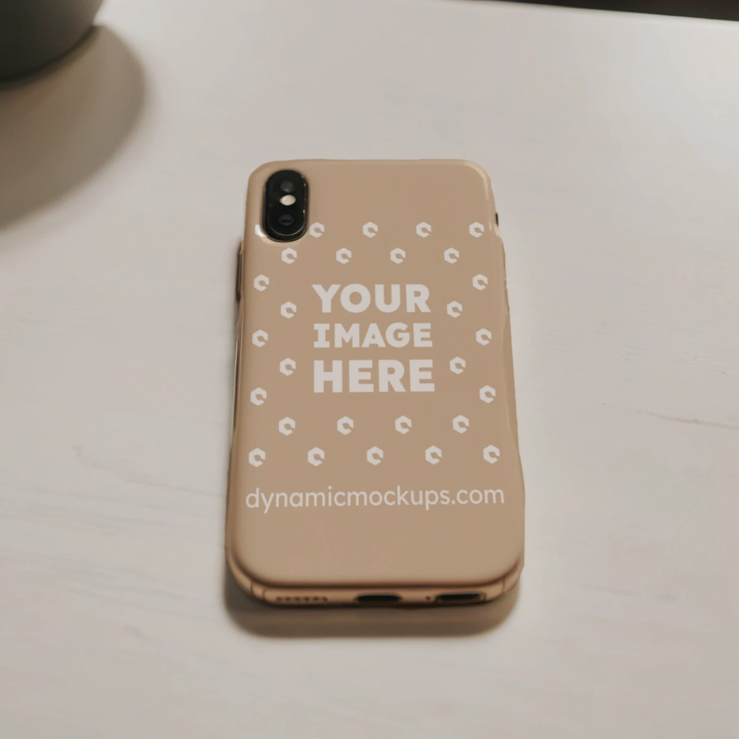 iPhone Beige Phone Case Mockup Template #3967 + PSD | Use It Now