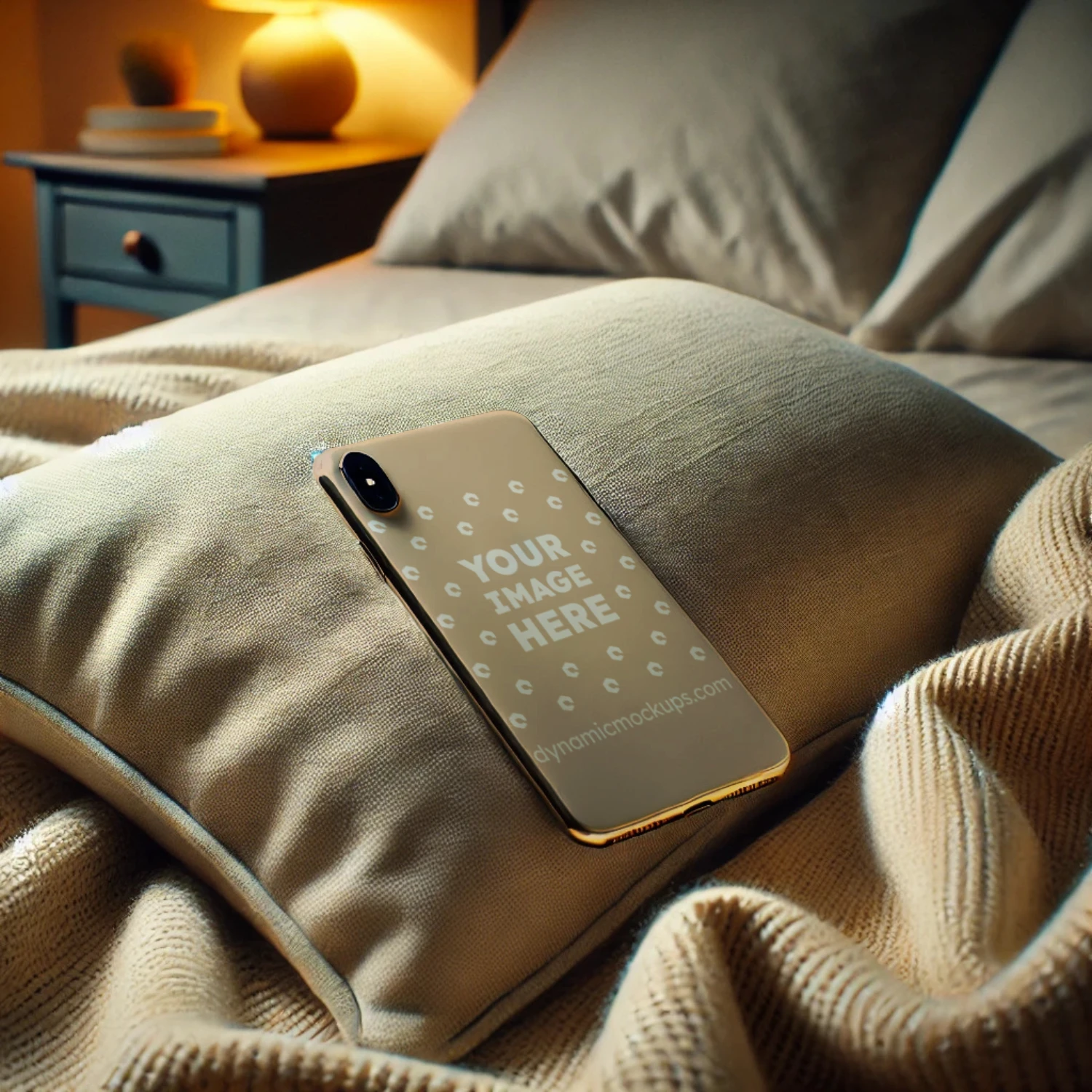 iPhone Beige Phone Case Mockup Template #3986 + PSD | Use It Now