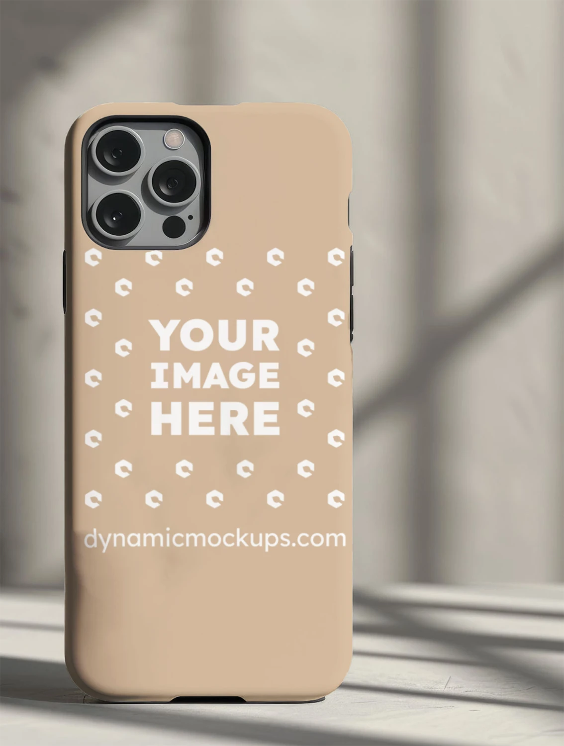 iPhone Beige Phone Case Mockup Template #3987 + PSD | Use It Now