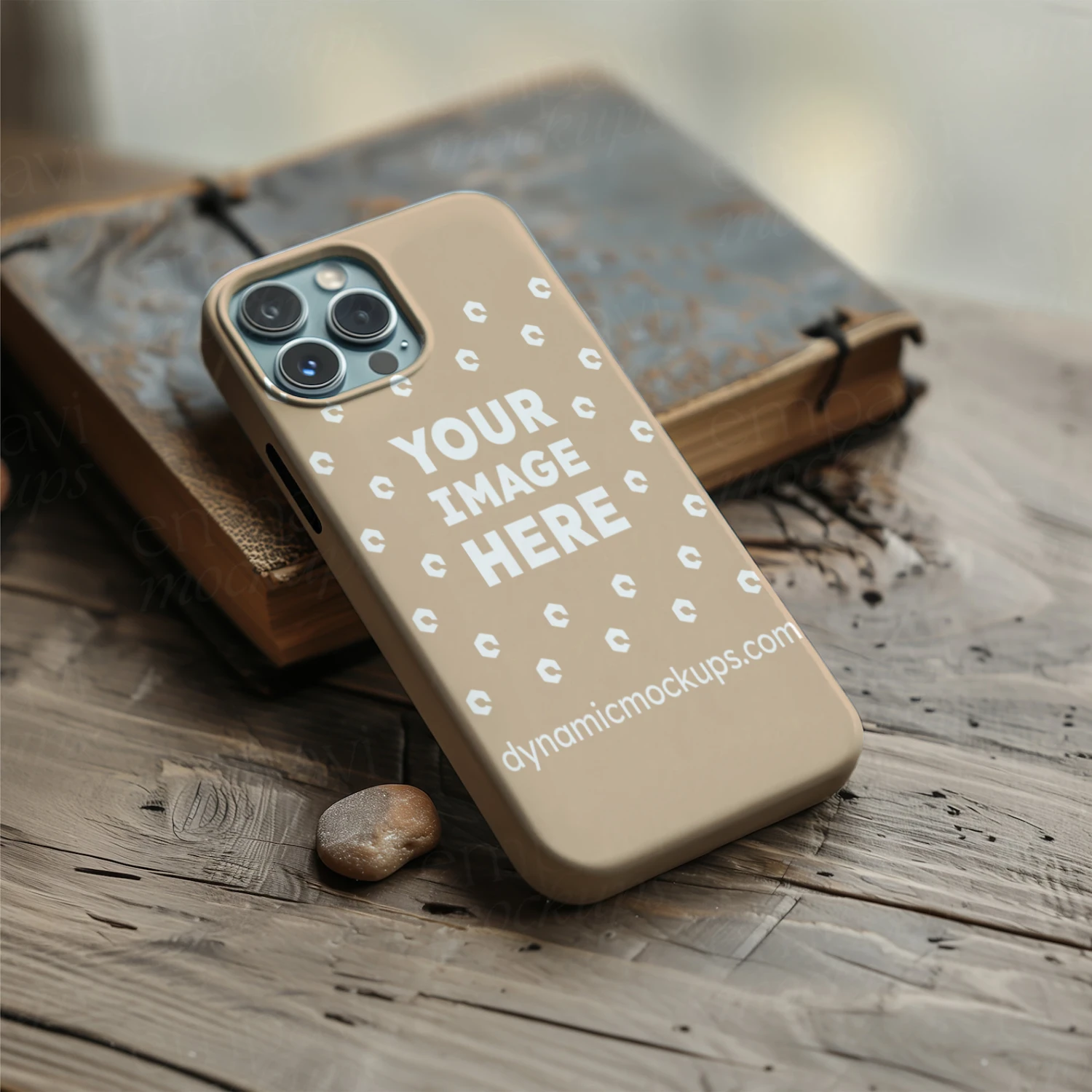 iPhone Beige Phone Case Mockup Template #3990 + PSD | Use It Now