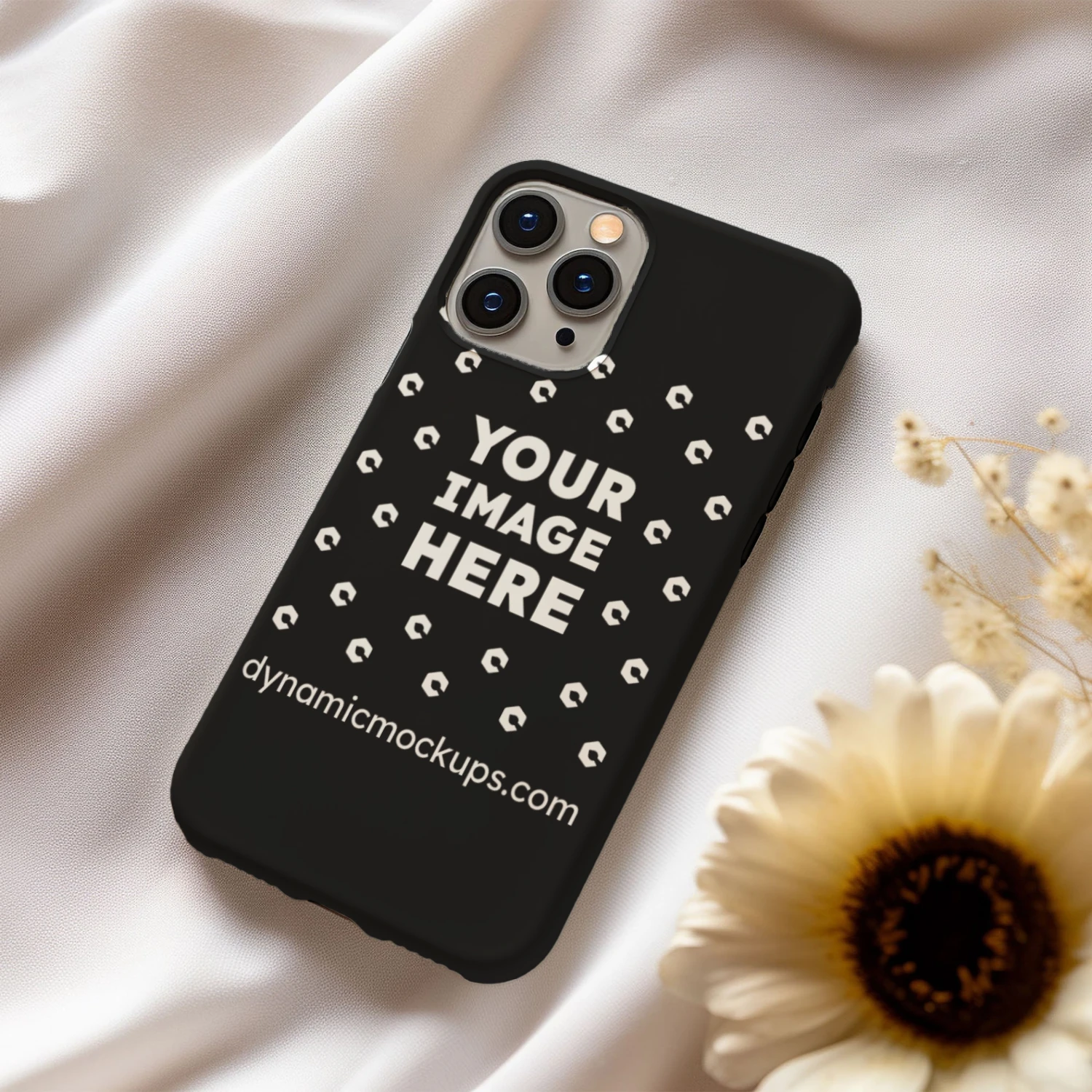 iPhone Black Phone Case Mockup Template #3964 + PSD | Use It Now