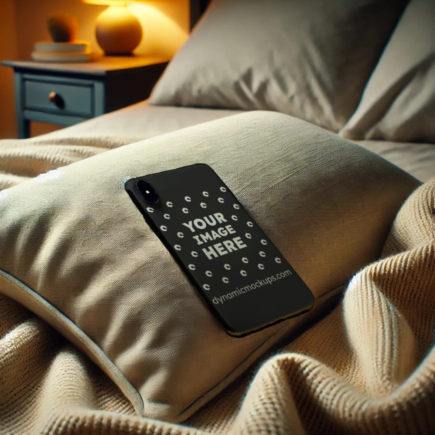 iPhone Black Phone Case Mockup Template #3986 + PSD | Use It Now