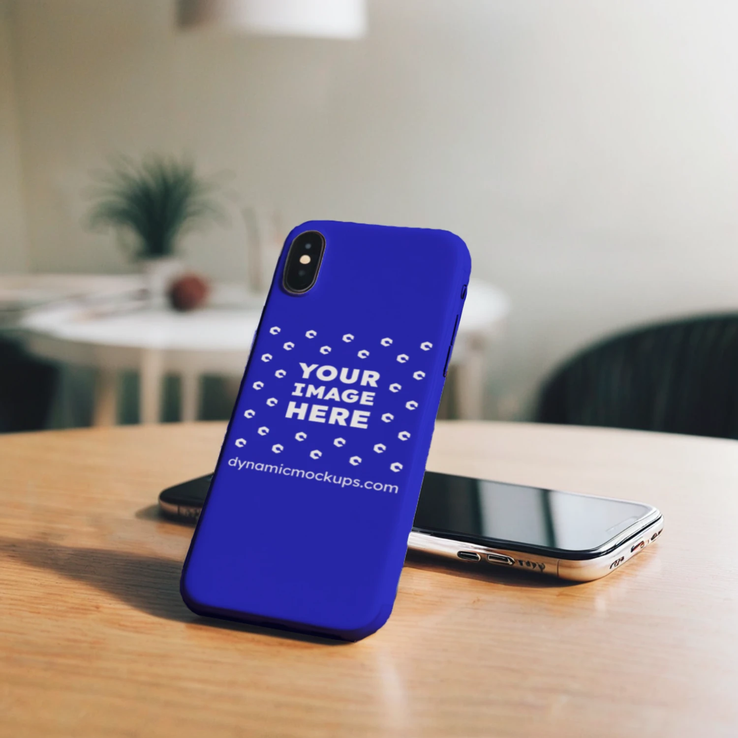 iPhone Blue Phone Case Mockup Template #3948 + PSD | Use It Now