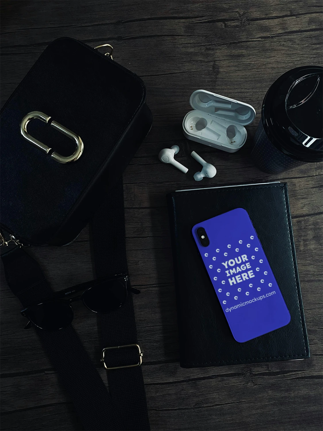 iPhone Blue Phone Case Mockup Template #3969 + PSD | Use It Now