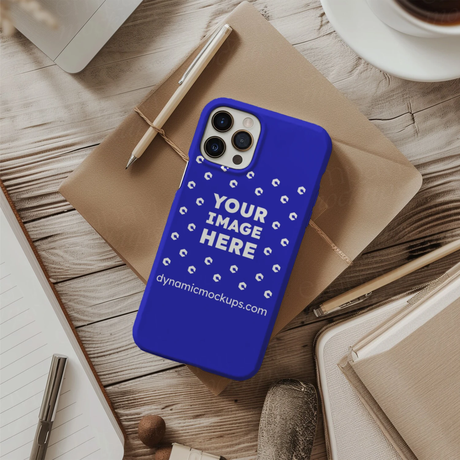 iPhone Blue Phone Case Mockup Template #3985 + PSD | Use It Now