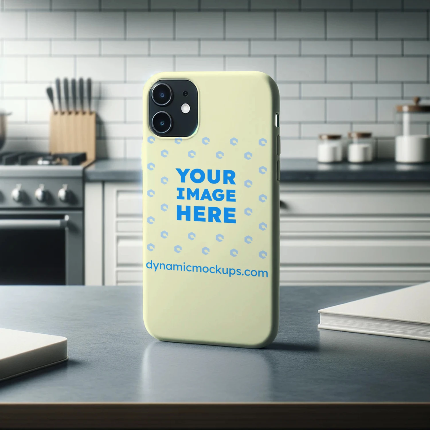 iPhone Cream Phone Case Mockup Template #3942 + PSD | Use It Now