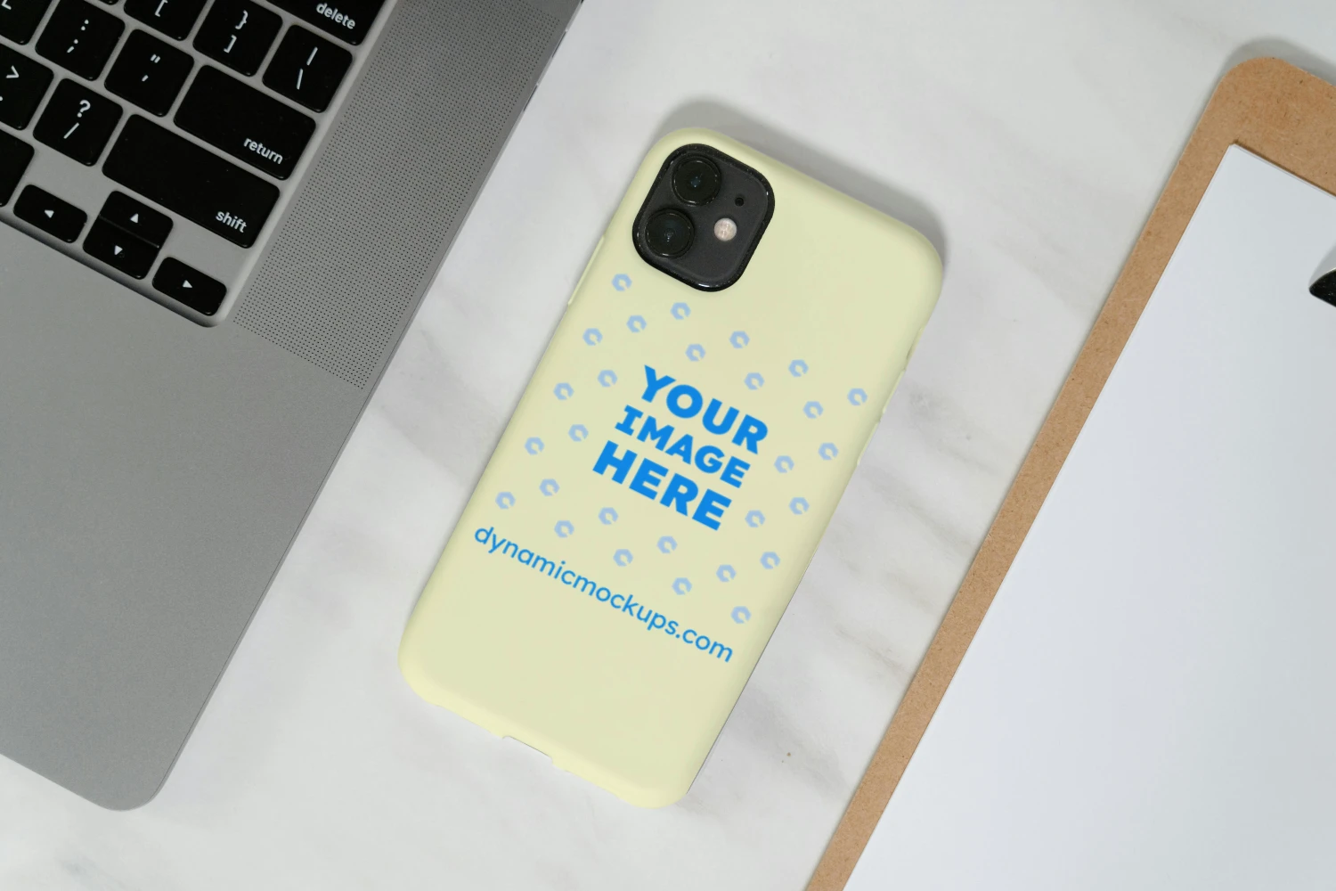 iPhone Cream Phone Case Mockup Template #3960 + PSD | Use It Now