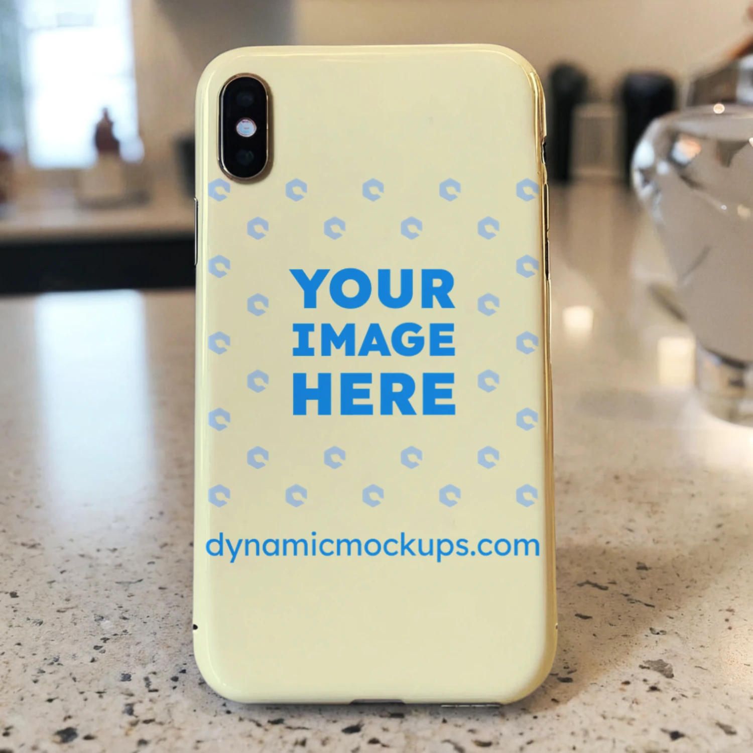 iPhone Cream Phone Case Mockup Template #3968 + PSD | Use It Now