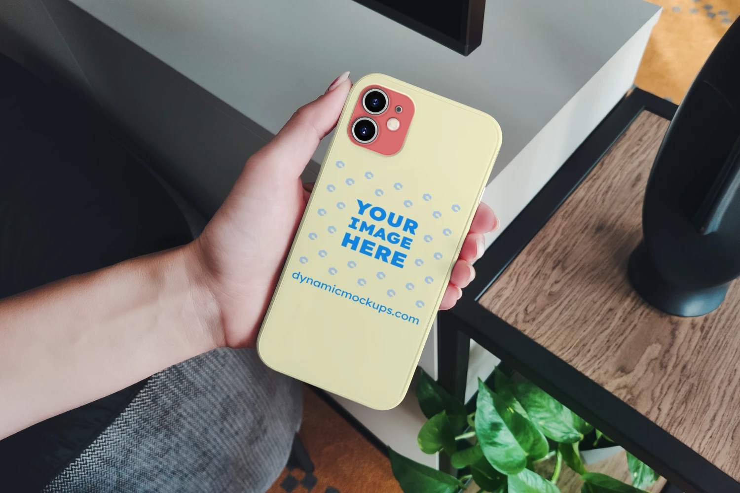 iPhone Cream Phone Case Mockup Template #3974 + PSD | Use It Now