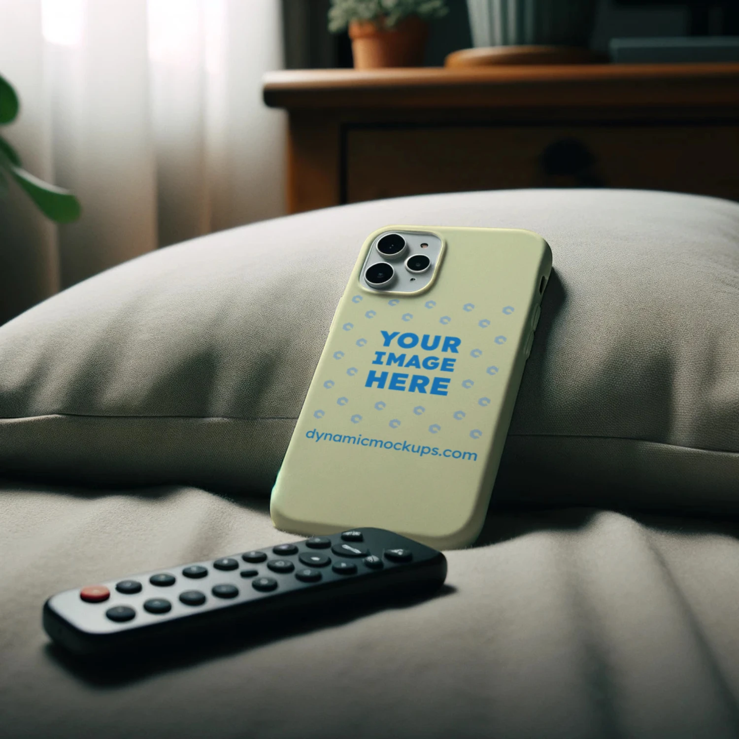 iPhone Cream Phone Case Mockup Template