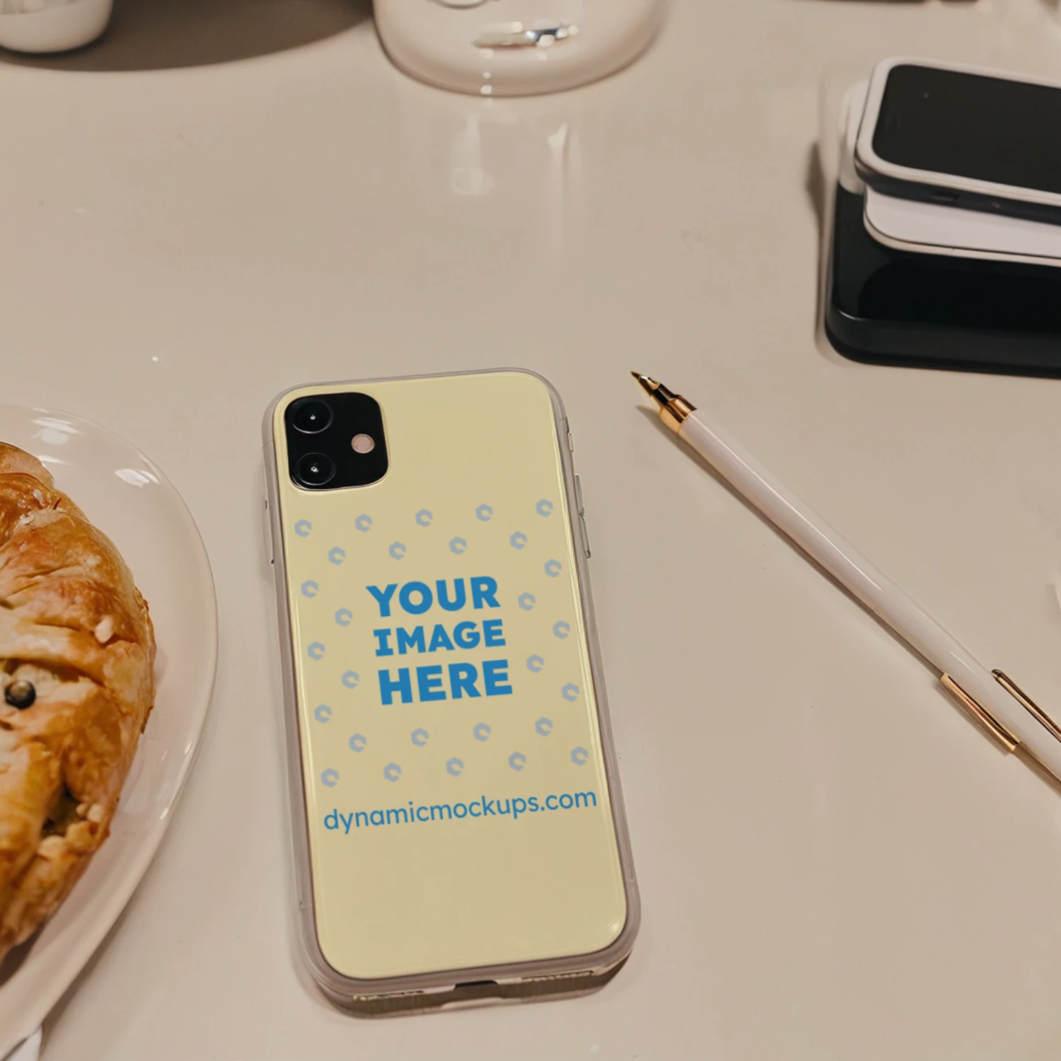 iPhone Cream Phone Case Mockup Template